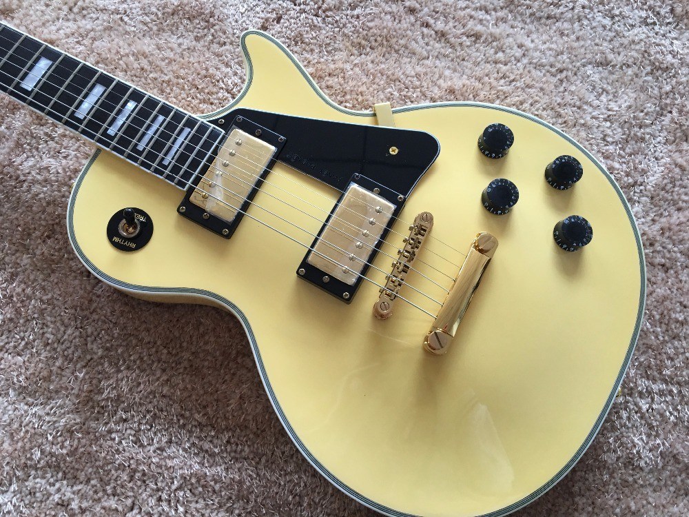 Custom guitar shop lp electric guitar Cream color 7 ply binding Ebony ...