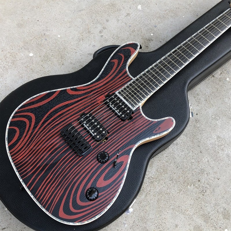 Flame Maple Top 7 Strings Electric Guitar,Abalone binding,Ebony ...
