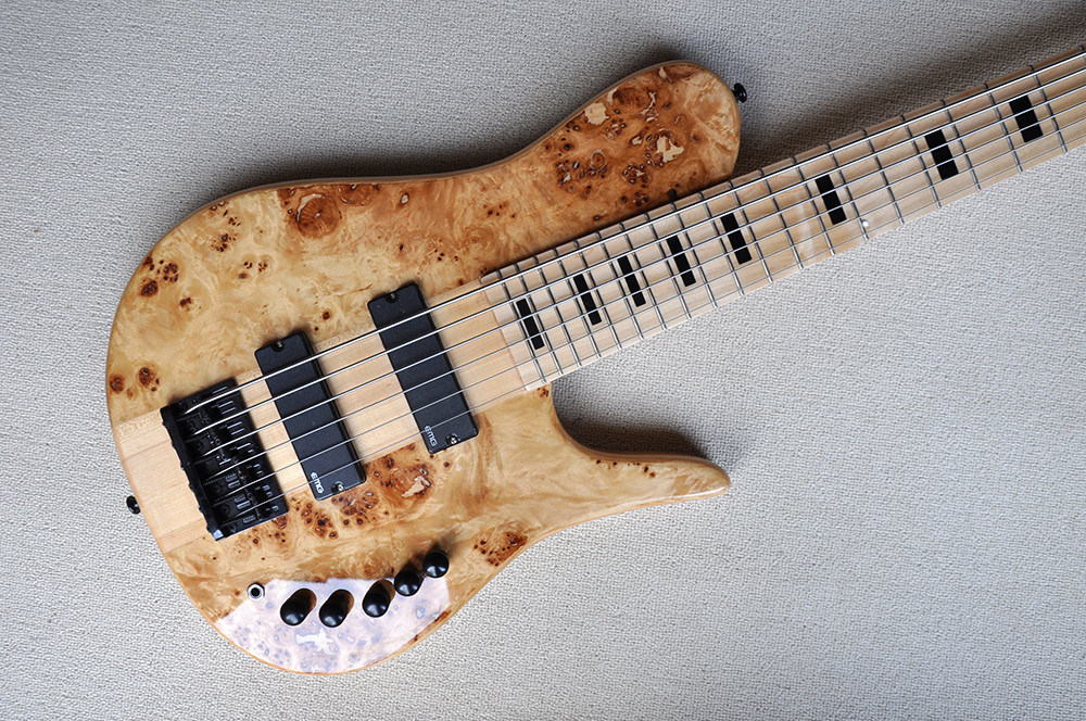 Custom 6 Strings Neck Thru Body Electric Bass Guitar with 24 Frets ...