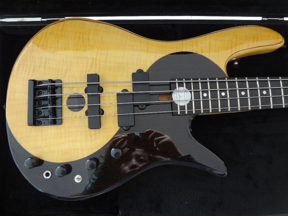 4 string bass guitar Fodera custom bass guitar Alder with flamed maple ...