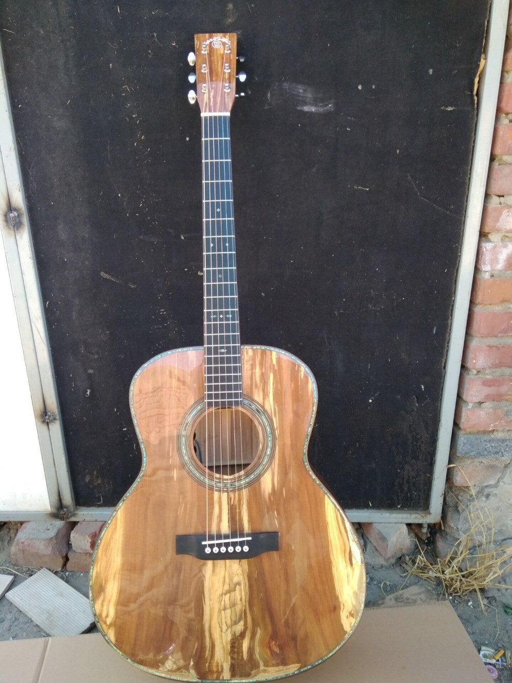 AAAA handmade all Solid apple wood guitars OM body guitar imported wood soundhole EQ acoustic ...