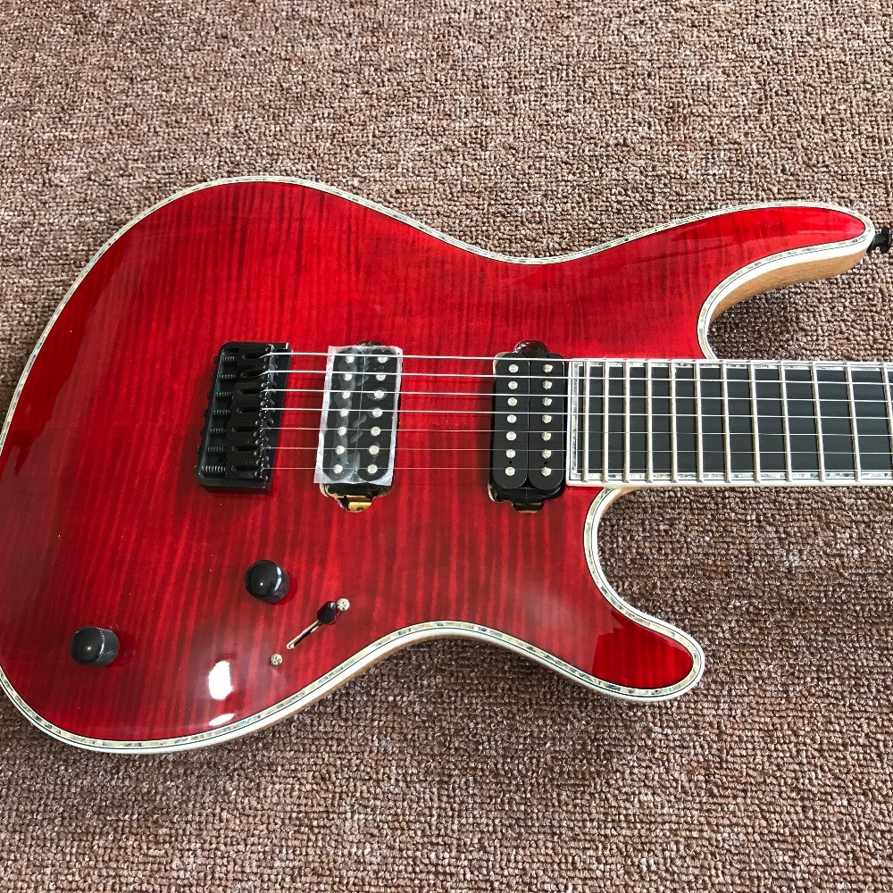Mayones guitar mayones regius red 7 string electric guitar neck through ...