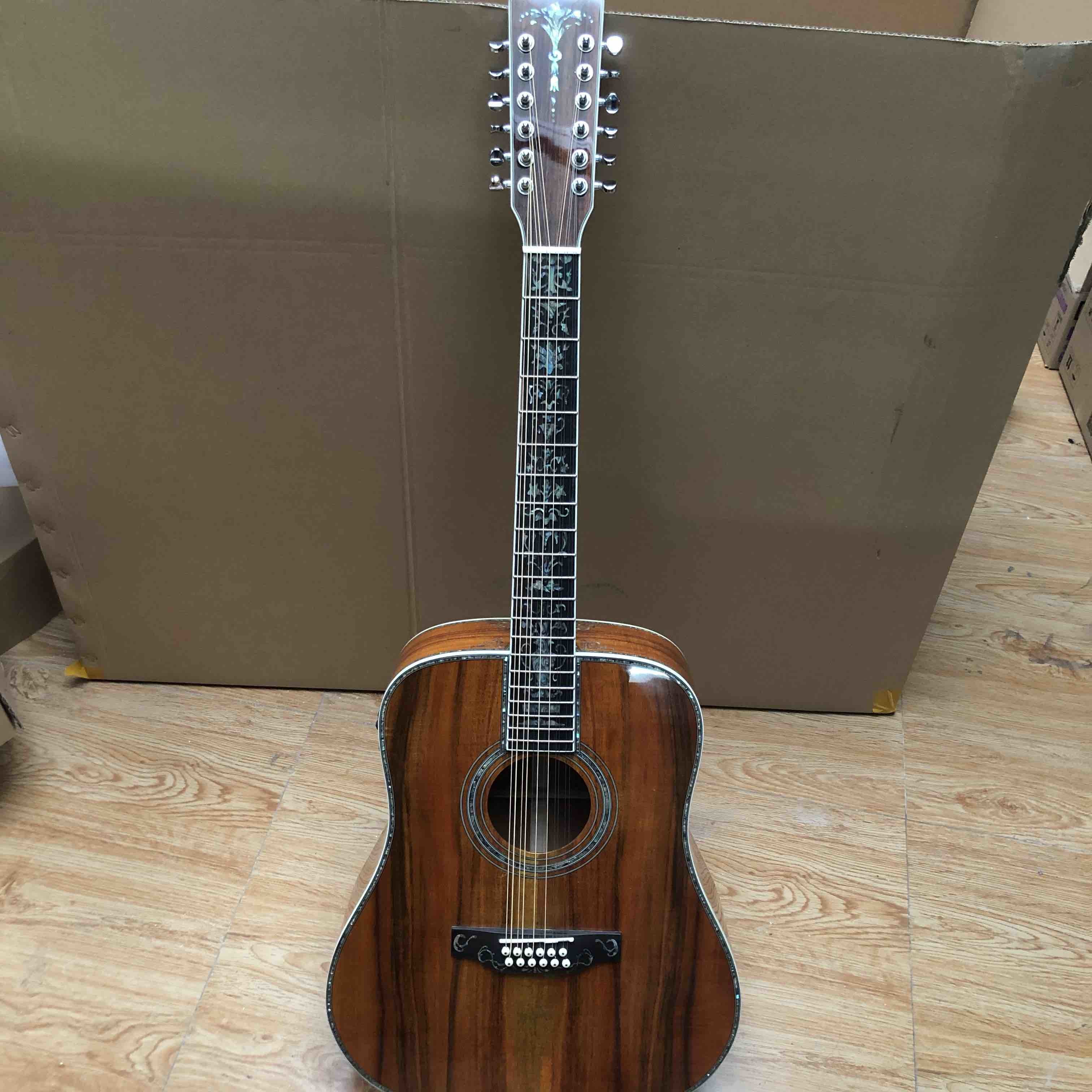KOA 12 string guitar, solid koa wood 12 string Acoustic guitar, solid ...